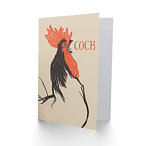 Wee Blue Coo Cock Rooster Adult Cheeky Fun Birthday Art Gift Sealed Greeting Card Plus Envelope Blank inside