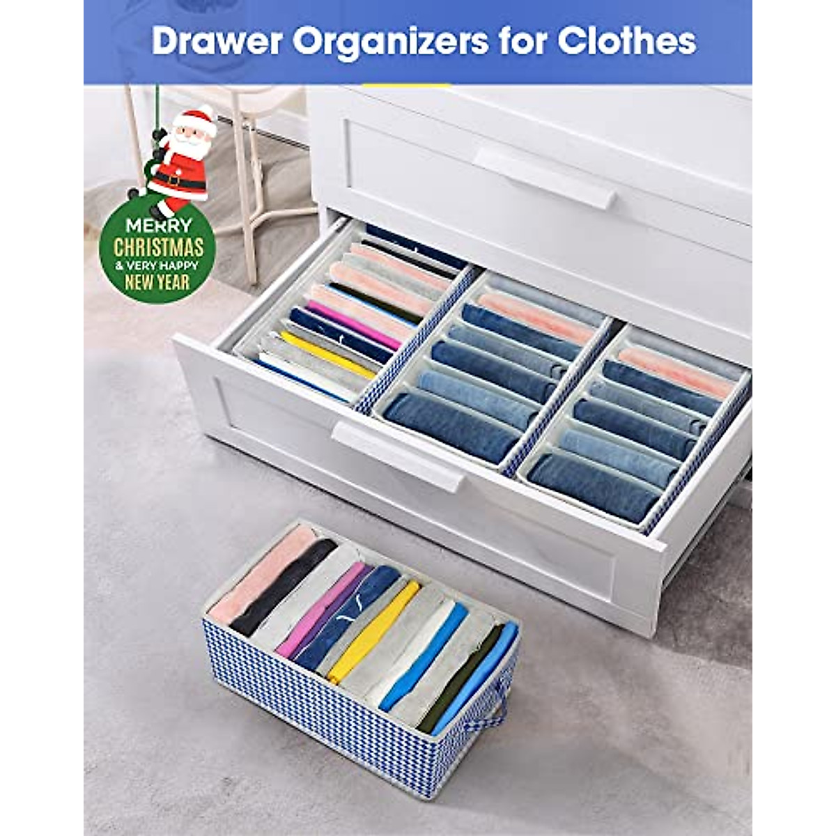 MULISOFT Drawer Organizers for Clothing, 2 Pack Underwear Drawer Organizer Clothes, 10 Grids Clothes Organizer for Folded Clothes,Wardrobe Clothes Organizer for Jeans,Pant,Sweaters,T-Shirt,Underwear