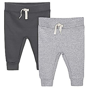 Grow by Gerber Baby Girls Boys 2-Pack Pants, Grey, 12 Months