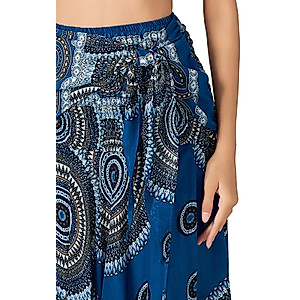 Joob Joob Long Boho Skirts for Women - Bohemian Hippie Maxi Summer Skirt Blue