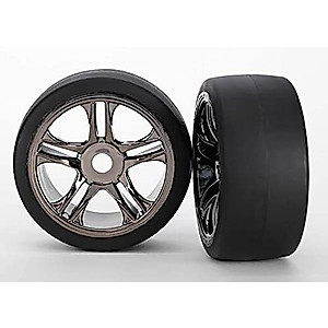 Traxxas 6477 Tires and Wheels, Assembled Black Chrome, Rear, XO-1, 2-Piece