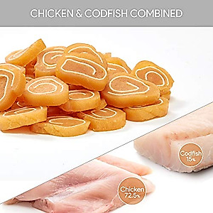 Jungle Calling Chicken Wrapped Dog Treats, Grain Free Soft Chewy Chicken&Codfish Treats for Training Rewards,10.6Ounce