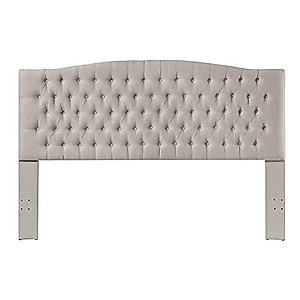 24KF Linen Upholstered Tufted Button King Headboard and Comfortable Fashional Padded King/California King Size headboard - Ivory