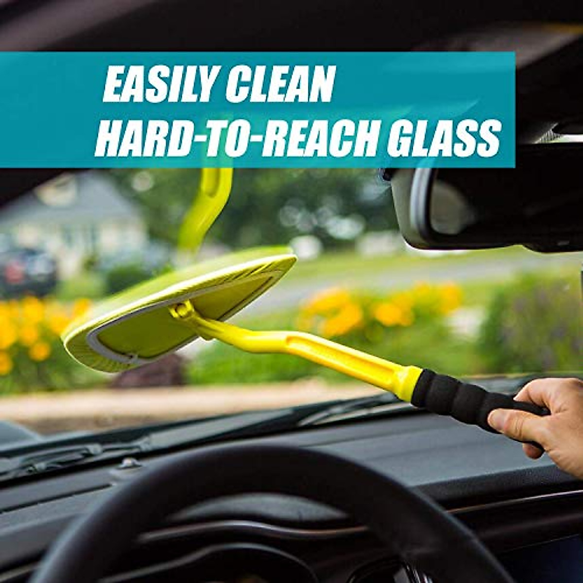 Invisible Glass 99031 Reach and Clean Tool Combo Kit with Windshield Wand Cleaning Tool for Those Hard-to-Reach Places and Invisible Glass Premium Glass and Window Cleaner for Auto and Home , Yellow