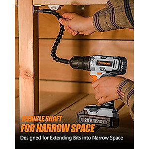 WORKSITE Cordless Drill/Driver Kit, 20V MAX 3/8" Compact Drill Set with 2.0A Battery, Charger, 309 In-lbs Max Torque, 24pcs Accessories for Drilling Wood Metal