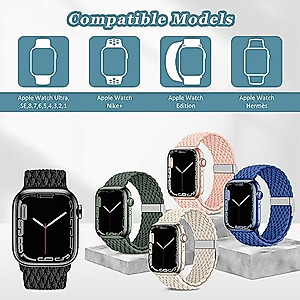 TINICR Braided Solo Loop Band Compatible with Apple Watch 49mm 45mm 42mm 41mm 40mm 38mm, Elastic Adjustable Nylon Strap for iWatch Series Ultra SE 8/7/6/5/4/2/1 (42mm/44mm/45mm/49mm, Multi-Color)