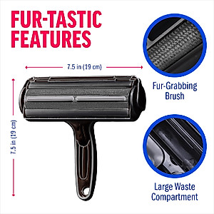 Chom Chom Roller Pet Hair Remover and Reusable Lint Roller - Black ChomChom Cat and Dog Hair Remover for Furniture, Couch, Carpet, Clothing and Bedding - Portable, Multi-Surface Fur Removal Tool