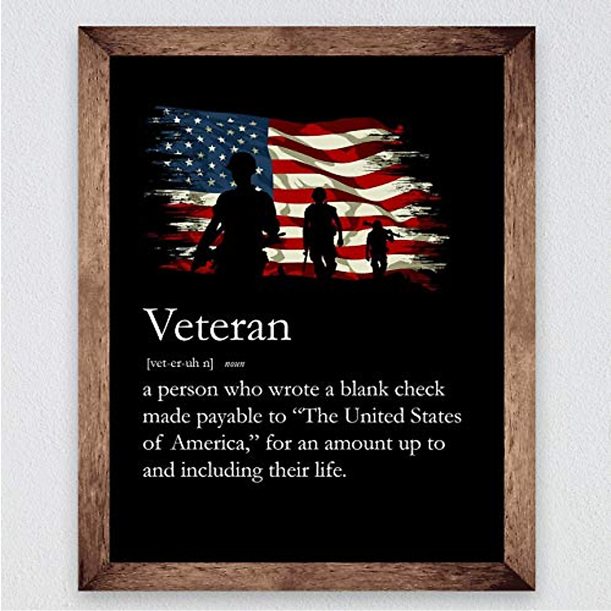 "Definition of a United States Veteran"-American Military Wall Art -8 x 10" Patriotic USA Flag Print-Ready to Frame. Home-Office-Garage-Bar-Shop Decor. Great Gift of Gratitude for Military-Veterans!