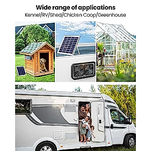 moreximiximi Solar Powered Fan,25W,Chicken Coop Fan,Solar Fans,Solar Exhaust Fan,Ventilation System,12FT Cable,DC Power,Dual Aluminum Shell,Weatherproof Dual Fan for Green House,Chicken Coops, Sheds