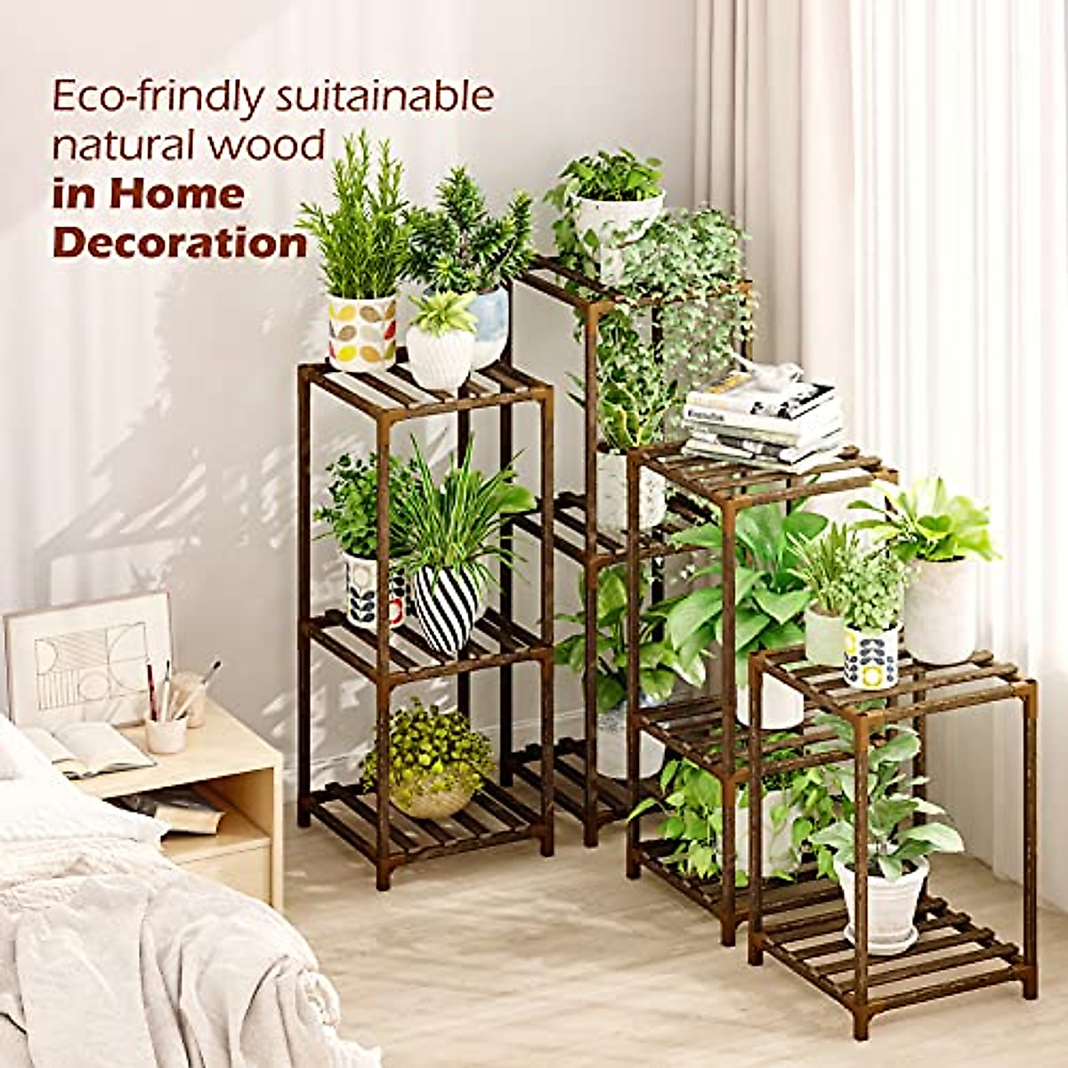 4 Sets of Package Plant Stands Combo Indoor Outdoor Plants Stands for Living Room Balcony Garden