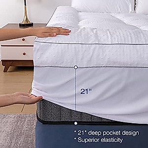Full Mattress Topper, Extra Thick Bed Topper 3 Inch Mattress Pad Cover, Soft Plush Pillow Top Mattress Topper for Back Pain, Down Alternative Mattress Pillow Topper with 8-21" Deep Pocket, 3D Bubble