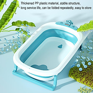 ZAJSSS Portable Pet Bathtub with Water Drain Plug Foldable Pet Shower Basin with Thermometer Small Pets Bath Tub for Puppy Small Dogs Cats, Blue