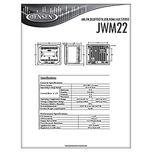 Jensen JWM22 2-Speaker Zones AM/FM|BT|HDMI|AUX Cube Wall Mount Stereo, Speaker Output 4X 6 Watt, 30 Station Presets (18FM/12AM), Receives Bluetooth Audio (A2DP) and Controls (AVRCP) from Devices