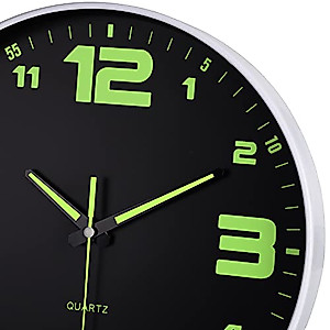 JoFomp Modern Night Light Wall Clock, 12 inch Silent Non-Ticking Clock with Glow in The Dark Function, Battery Operate Lighted Wall Clock for Living Room Kitchen Bedroom Decor (White)