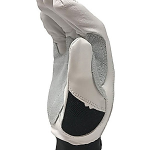 IRONCAT 86550 Heavy-Duty Goatskin Palm Gloves – [1 Pair] Large, Reinforced Palm and Thumb, Spandex Back, Hook and Loop Elastic Wrist,White