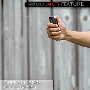 Police Magnum Keychain Pepper Spray Self Defense Belt Clip Combo- Tactical Safety Key Chains for Women & Men- Made in The USA- 1 Pack Black INJ Pocket Knife