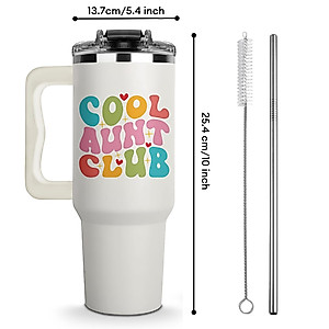 Christmas Gifts for Aunt - Cool Aunt Club Coffee Tumbler 40Oz, Best Aunt Gifts from Niece Nephew for Birthday, Mothers Day, Presents for First Time & Best Auntie Ever, New Aunty Cup with Handle Straw