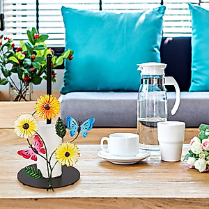 Starsoul Butterfly Sunflower Napkin Holder Black Metal Standing Paper Towel Holders Weighted Rustic Paper Roll Holder Decorative Paper Towel Holder Countertop for Kitchen