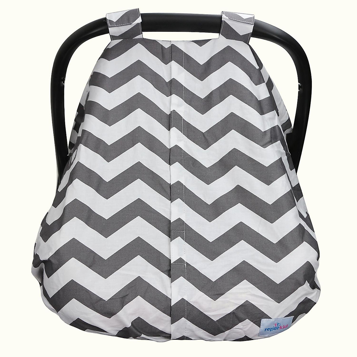 Car Seat Canopy for Boy & Girl | Peekaboo Opening, Universal Fit, Soft Cotton, Chevron, Baby Carseat Protector from Bugs & Flies | Son & Rain, Cool Warm Weather …
