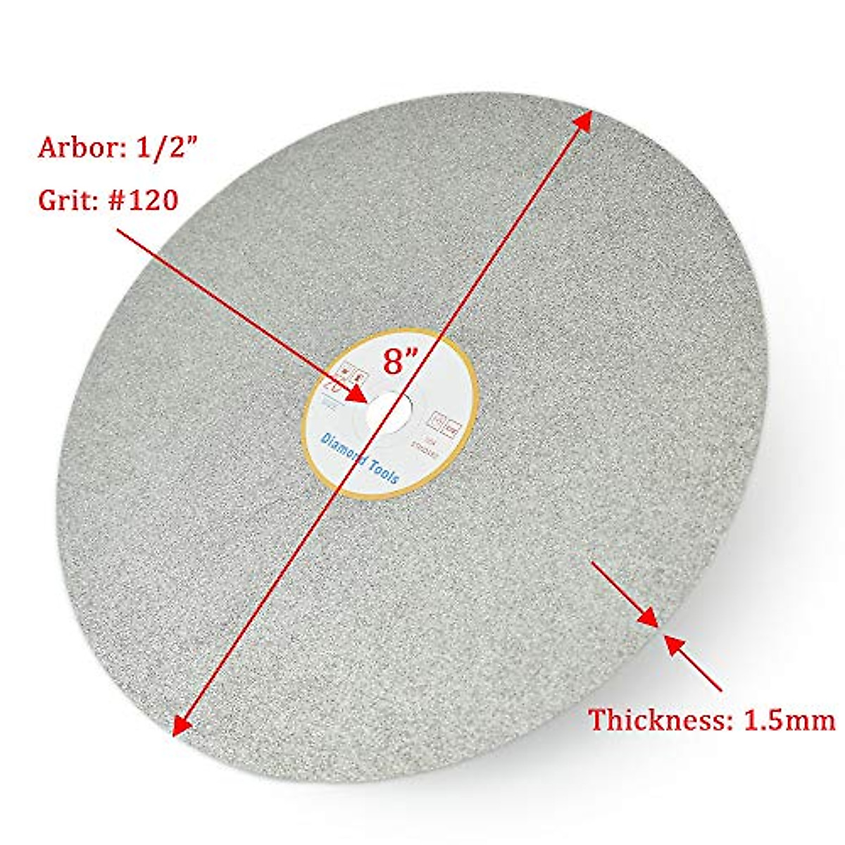 SCOTTCHEN Diamond Flat Lap Wheel 8" x 1/2" Grinding Sanding Disc Lapping Polishing Disc-120 Grit