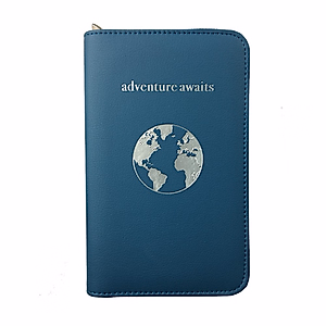 Phone Charging Passport Holder with Removable Fast Charging Power Bank that holds money, cards, phone, travel docs- RFID Blocking - Compatible with All Phones - Travel Accessories (Cerulean)
