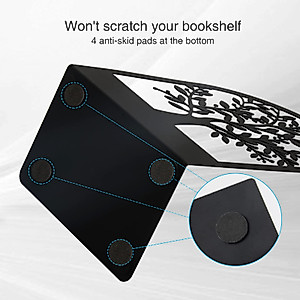 Bookends, Book Ends, Metal Bookend, Tree of Life bookend, Bookends for Shelves, Home Decorative Bookends for Heavy Books, Black Non-Skid Book Stopper, 7 x 5.5 x 3.5 inch (1 Pair)