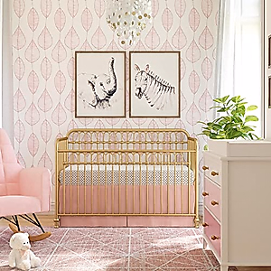 Little Seeds Raven 3-in-1 Convertible Metal Crib, JMPA Certified, Gold