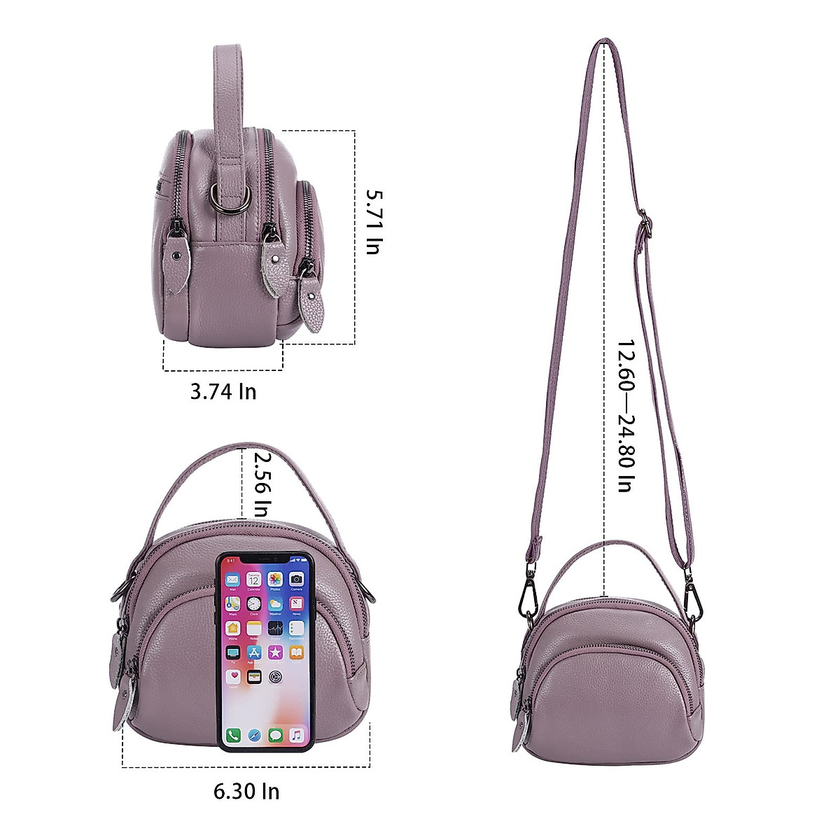 Phenas Women Crossbody Bag Small Shoulder Phone Bag Ladies Genuine Leather Handbag, Cellphone bags, Wallet, Purse with Strap