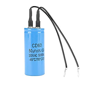 CD60 250V AC 50uF Motor Start Capacitor Run Capacitor with Wire Lead for Motor Air Compressor