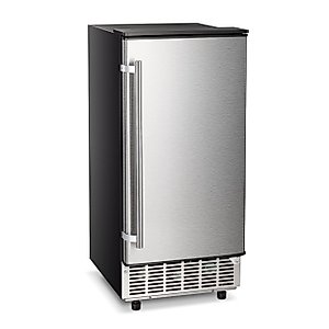 Antarctic Star Ice Maker 115V 60Hz Ice Scoop Handle Water Inlet Pipe Draining Pipe Quick Connector 40 Square Ice Cubes in 20 Minutes 80lbs in 24H 24-Hour Timer Self-Cleaning, Silver