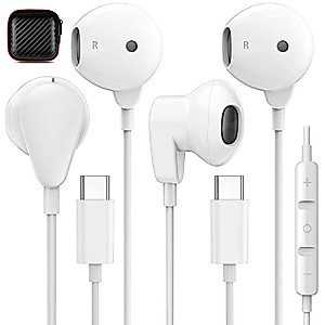 [2Pack]USB C Headphone for Galaxy S23 Ultra S22 5G, HiFi Stereo Type C Earphone with Microphone Wired Earbuds Digital DAC Volume Control Headphones for Samsung S21 Z Fold4 3 Pixel 7 6 iPad Pro OnePlus