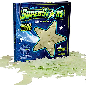 Glow in The Dark Stars; 200 Count w/ Bonus Moon, Includes Installation Putty for All of Your Glow in The Dark Stars for Ceiling, Stocking Stuffers for Kids, Baby Nursery