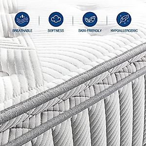 Lechepussleep Queen Mattresses,12 Inch Hybrid Mattress,Cooling Gel Memory Foam with Pocket Spring Mattress in Box for Pressure Relief and Balance Support, Medium Feel Mattress,CertiPUR-US Certified
