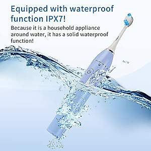 Aicoreray Electric Toothbrush for Kids 8-12, 4 Modes with 30s Smart Timer, Charge for 6 Hours and Use for 30 Days, Electric Toothbrush for Adults & Kids, Includes 4 Replacement Brush Heads (Bule)