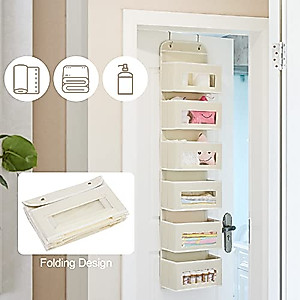 YOUDENOVA Over Door Organizer, 6-Shelf Nursery Hanging Organizers for Baby Essential, Closet Door Organizer for Dorm, Beige