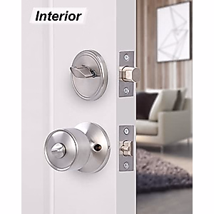 Lanwandeng 3 Sets Keyed Alike Entry Door Knobs and Single Cylinder Deadbolt Lock Combo Set Security for Entrance and Front Door, All Keyed Same Door Lock with Classic Satin Nickel Finish
