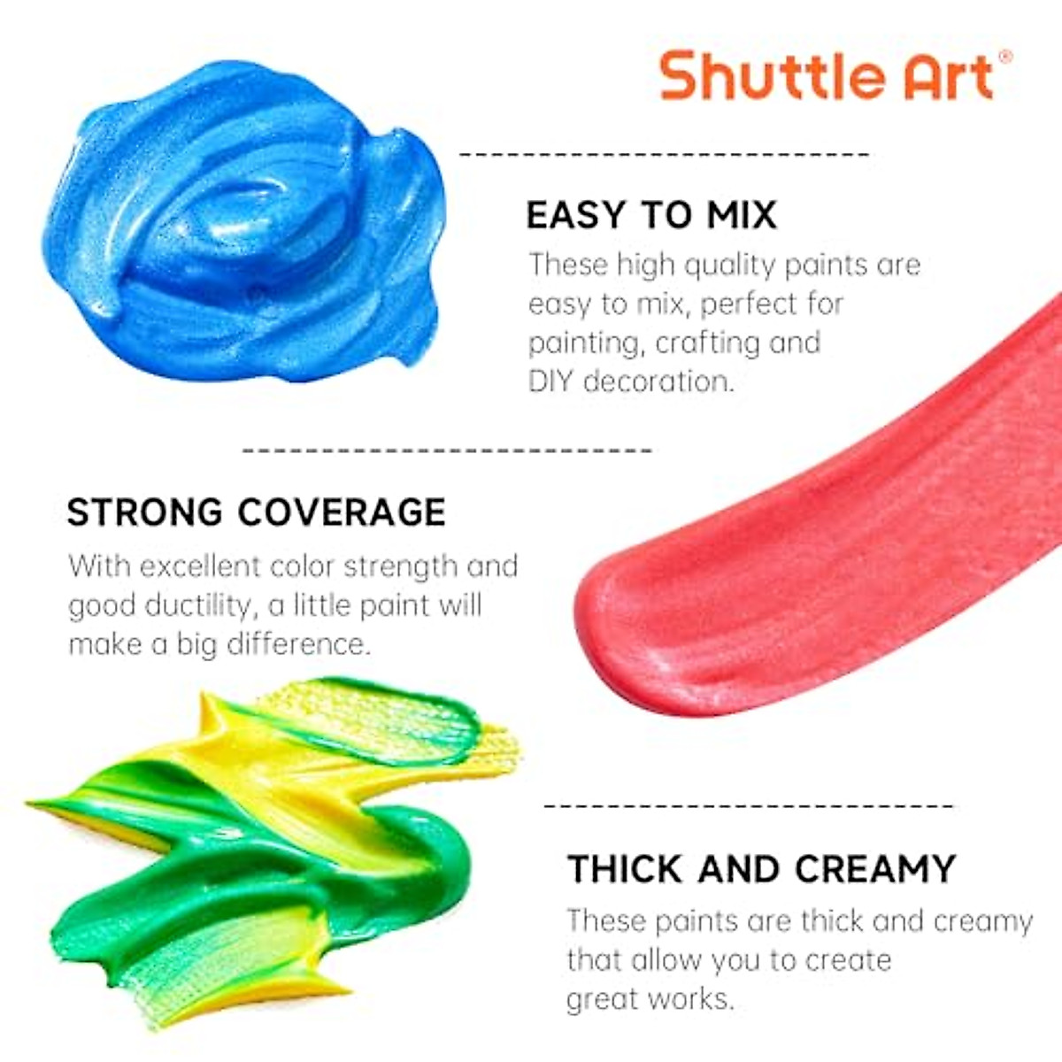 Shuttle Art Color Change Acrylic Paint, 20 Chameleon Colors Acrylic Paint, 60ml/2oz Bottles, Iridescent Paint for Artists, Beginners, Kids Painting & Crafting on Canvas, Rocks, Wood, Fabric, Ceramic