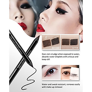 LYSdefeu Gel Eyeliner Pencil-Black Brown Waterproof Smudgeproof Matte Gel Eyeliner Pencil with Sharpener,Fadeproof Eye Liner Tattoo Eyeliner Pen for Women Cat Eye/Smoky Eye Makeup,Valentine's Day Gift