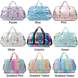 Sports Gym Bag with Shoes Compartment & Wet Pocket, Waterproof Overnight Bag Travel Bag Gymnastic Bag Dance Bag for Girl, Weekend Bag for Women (blue)