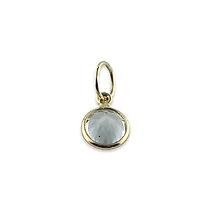 Aquamarine Charm 5mm Round Handmade In 14k Yellow Gold