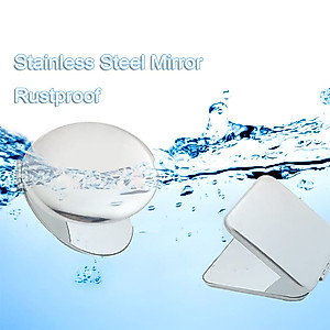 Shatterproof Stainless Steel Ultra Slim Folding Portable Mirror Makeup Unbreakable Camping Mirror For Personal Use,Travelling, Emergency Signaling (Round:6.5 * 6.5CM)
