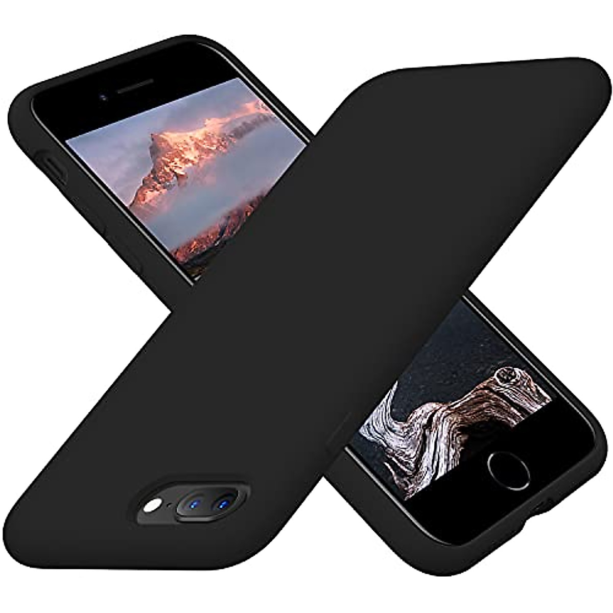 Cordking iPhone 8 Plus Case, iPhone 7 Plus Case, Silicone Ultra Slim Shockproof Phone Case with [Soft Anti-Scratch Microfiber Lining], 5.5 inch, Black