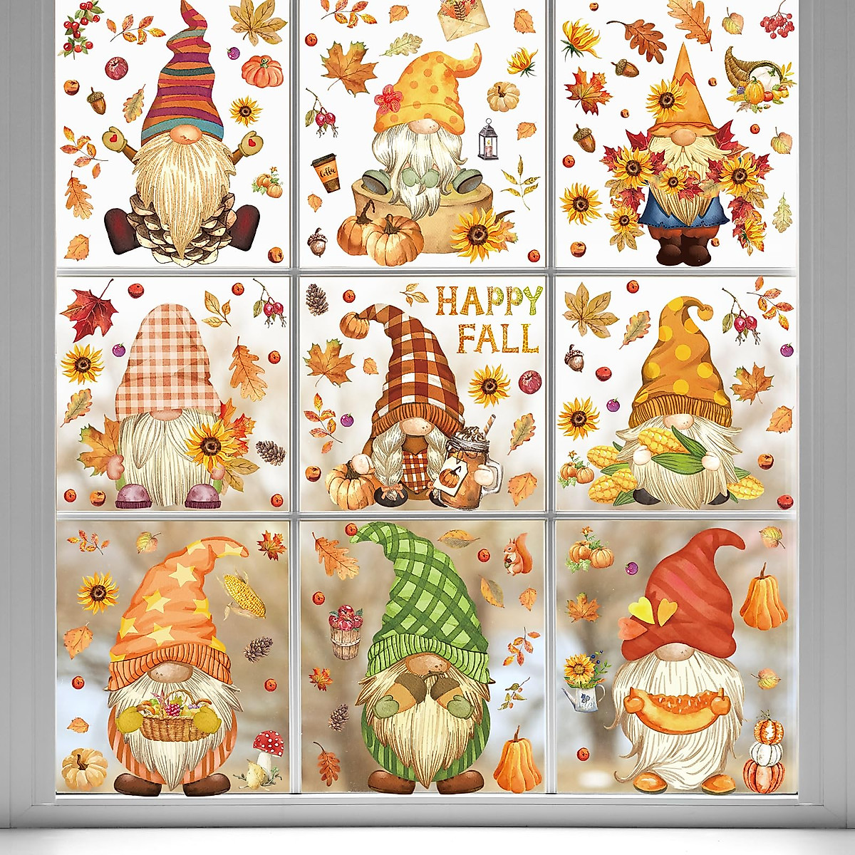 Whaline Fall Gnomes Wall Stickers for Autumn Décor