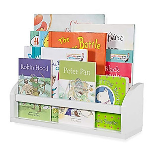 Wallniture Lissa Wall Shelf 17" Wood Wall Mounted White Bookshelf for Nursery Wall Decor, Kids Storage Organizer