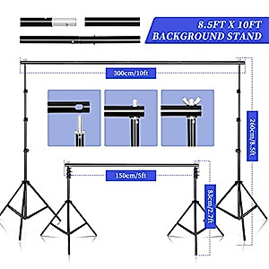 SH 2.6M x 3M/8.5ft x 10ft Photography Lighting Backdrops Stand Accessories Kit and 4 x 65W 5500K Bulbs Green Screen Umbrellas Softbox Continuous Light Kit for Photo Studio Portrait Video Shoot