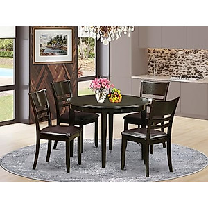 East West Furniture BOLY5-CAP-LC 5 Piece Modern Dining Table Set Includes a Round Kitchen Table and 4 Faux Leather Dining Room Chairs, 42x42 Inch, Cappuccino