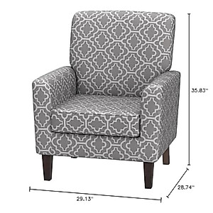 US Pride Modern Accent Armchair for Office and Living Room Decor with Birch Wood Frame and Microfiber Upholstery, Easily Assembled Arm Chair with Removable Cushions, 03 Printed Fabric
