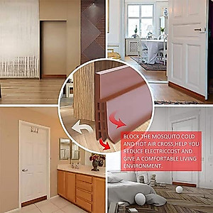 Door Draft Stopper Under Door Draft Blocker Insulator Door Sweep Weather Stripping Noise Stopper Strong Adhesive 2" Width x 39" Length (Brown)