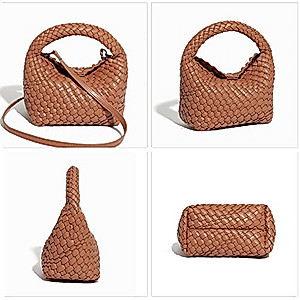 Womens Vegan Leather woven handbags Handmade Beach Bag Top-handle Handbag bottega bag dupes naghedi hobo bags for women (Black)