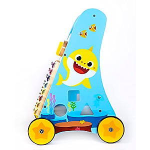 Baby Shark Toys Wooden Baby Walker - Baby Walkers for Girls and Boys - First 1st Birthday Gifts for Toddlers | Walker for Baby Girl Boy Learning to Walk Activity Center, by Pidoko Kids